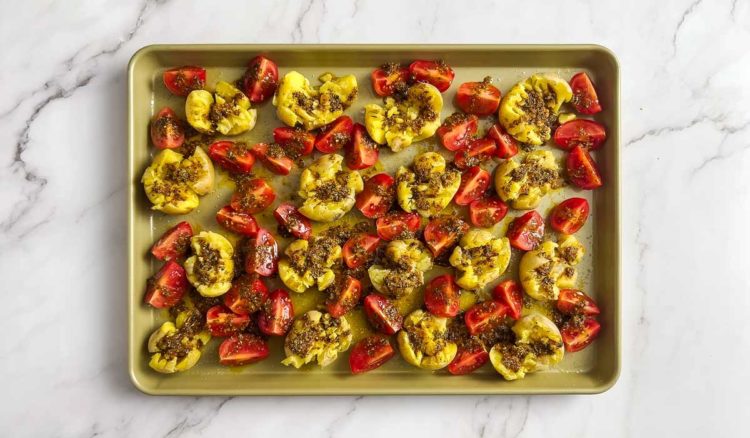 Crushed Potatoes with Roasted Tomatoes and Pistachios - The Salted ...