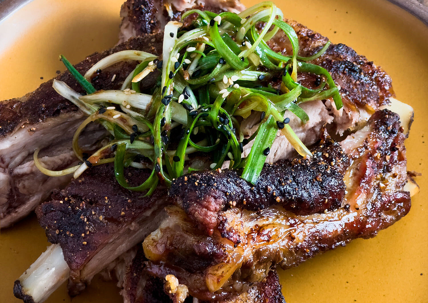 Black Garlic Salt & Pepper Ribs with Spicy Scallion Salad - The Salted ...