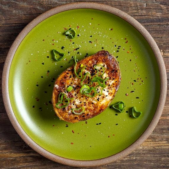 Baked Potato Halves with Garlic Butter - The Salted Potato from Renée ...