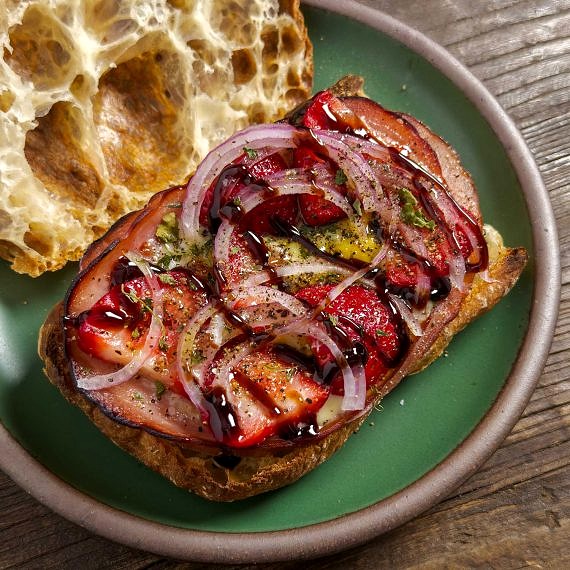 Melted Blue Cheese Sandwiches with Ham and Strawberries - The Salted ...